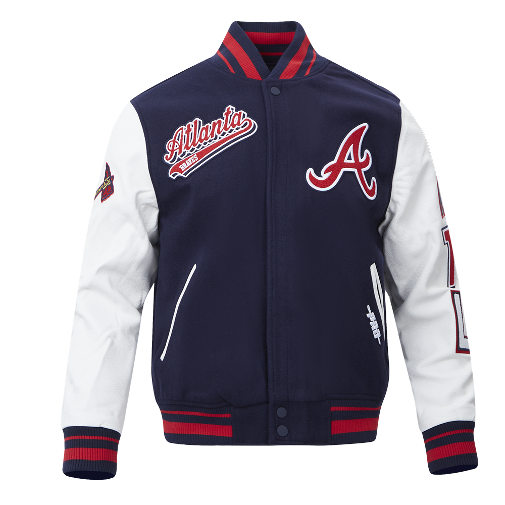 MLB ATLANTA BRAVES SCRIPT TAIL MEN'S RIB WOOL VARSITY (MIDNIGHT NAVY/R ...