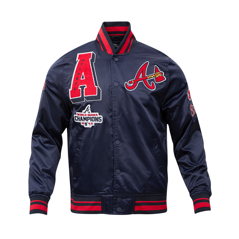 MLB ATLANTA BRAVES MASHUP MEN'S RIB SATIN JACKET (MIDNIGHT NAVY/RED/MI ...