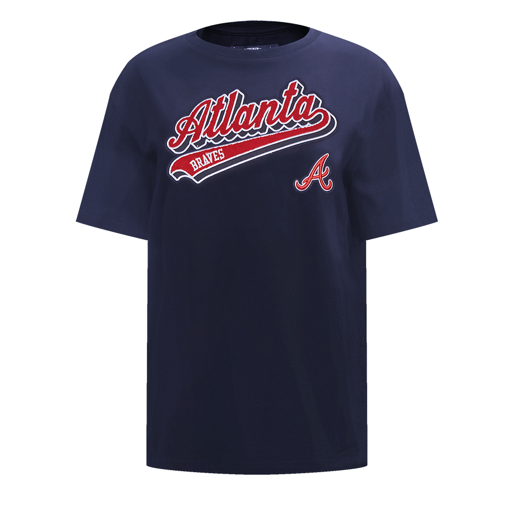 MLB ATLANTA BRAVES SCRIPT TAIL WOMEN'S BOYFRIEND TOP (MIDNIGHT NAVY ...