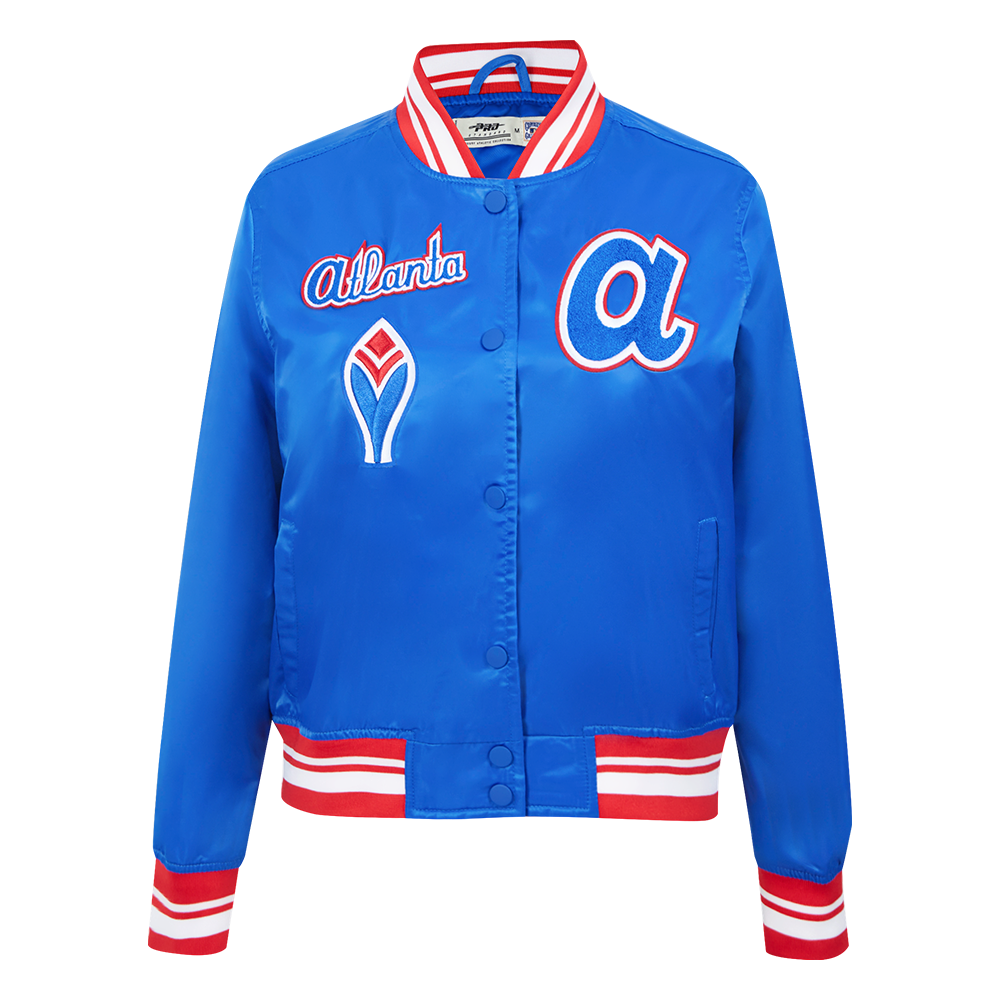 MLB ATLANTA BRAVES RETRO CLASSIC WOMEN'S RIB SATIN JACKET (ROYAL BLUE ...