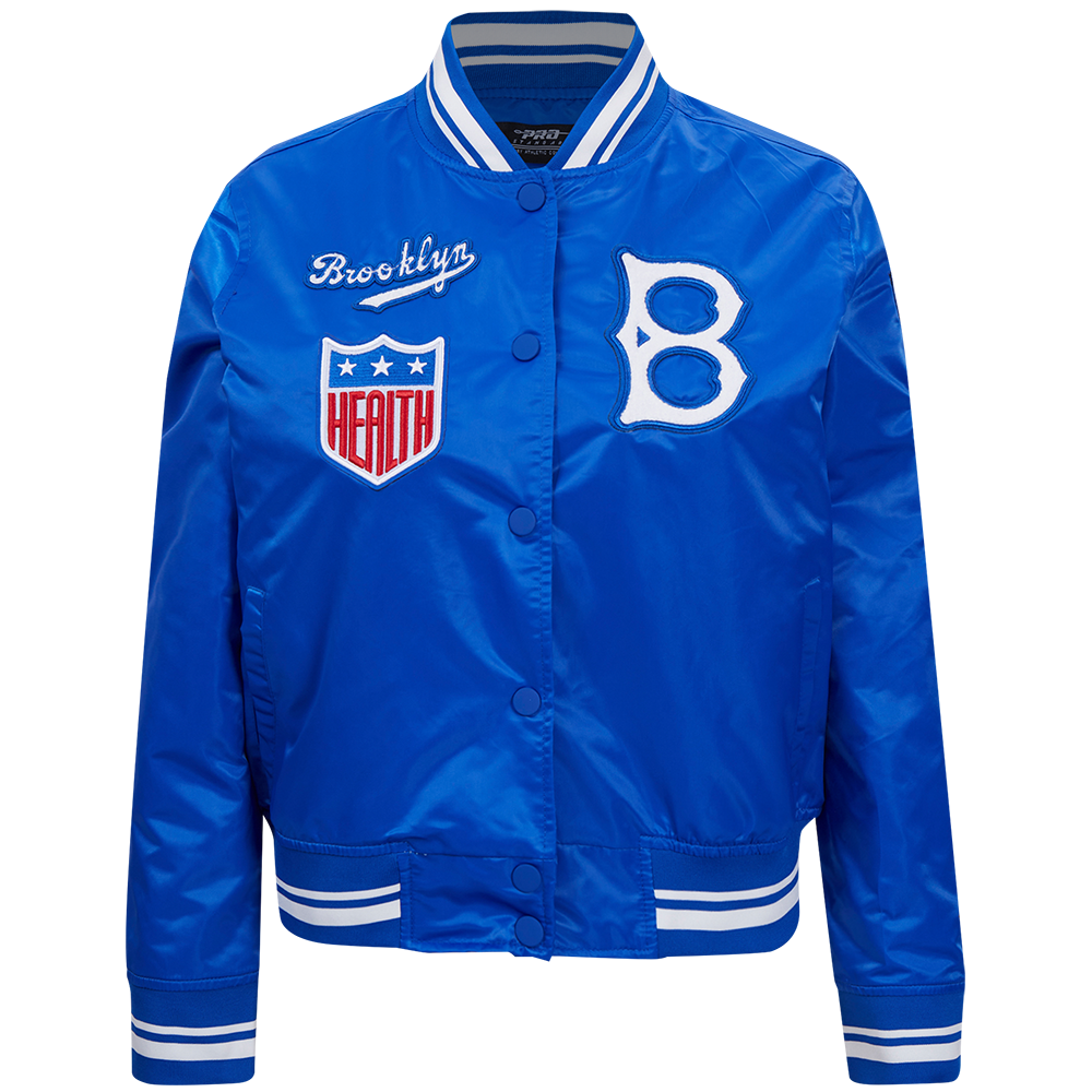 MLB BROOKLYN DODGERS RETRO CLASSIC WOMEN'S RIB SATIN JACKET (ROYAL BLU ...