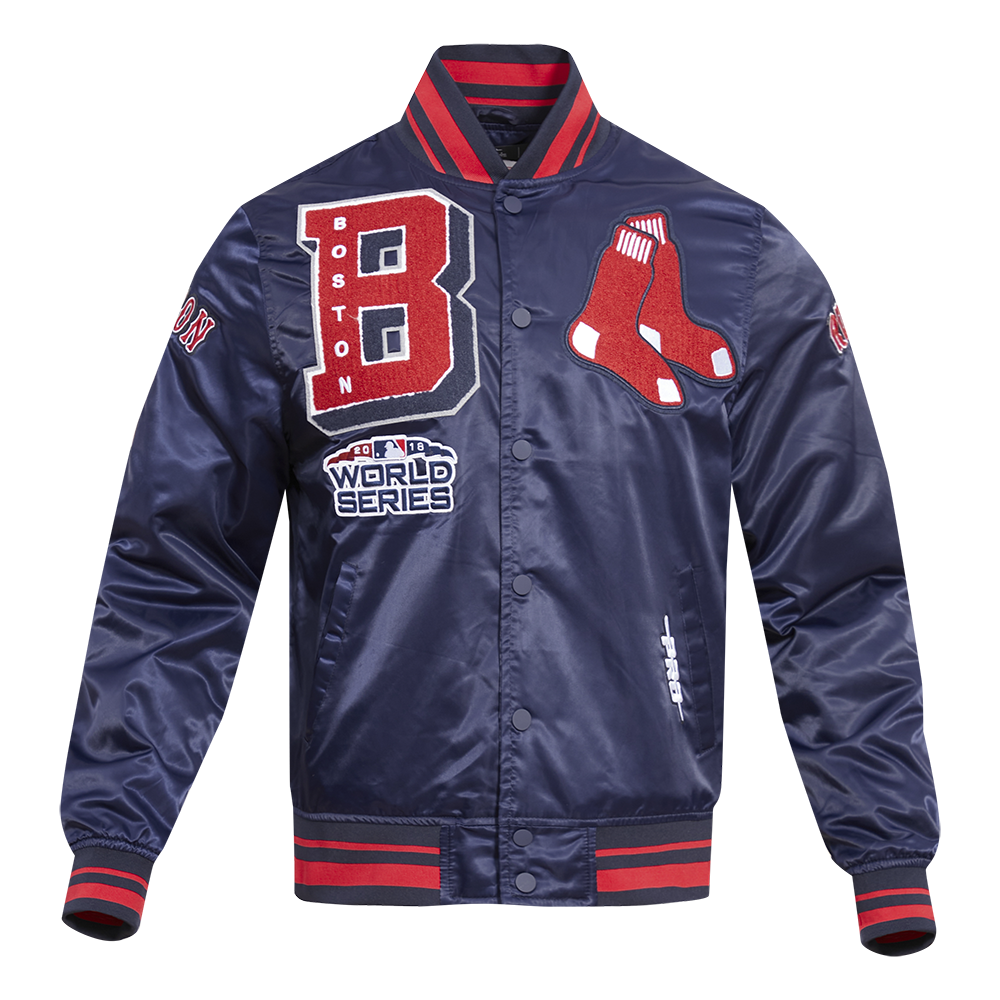 MLB BOSTON RED SOX MASHUP MEN'S RIB SATIN JACKET (MIDNIGHT NAVY/RED/MI ...
