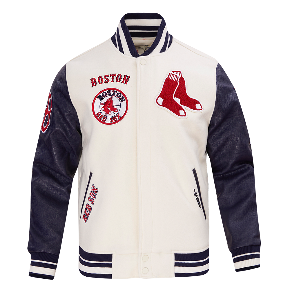 MLB BOSTON RED SOX RETRO CLASSIC MEN'S RIB WOOL VARSITY JACKET (EGGSHE ...