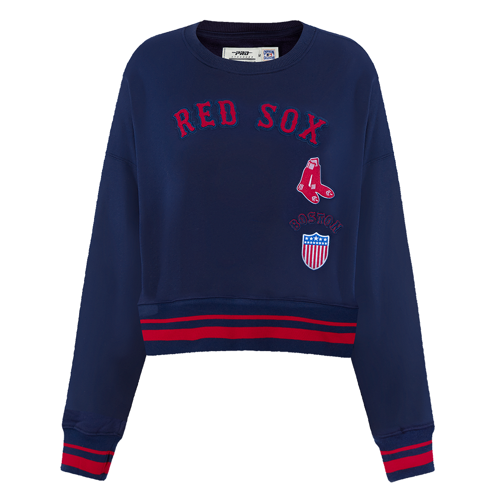 MLB BOSTON RED SOX RETRO CLASSIC WOMEN'S RIB CREWNECK (MIDNIGHT NAVY/R ...