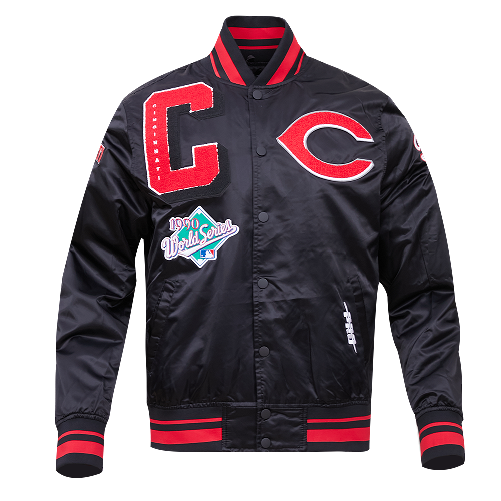MLB CINCINNATI REDS MASHUP MEN'S RIB SATIN JACKET (BLACK/RED/BLACK ...