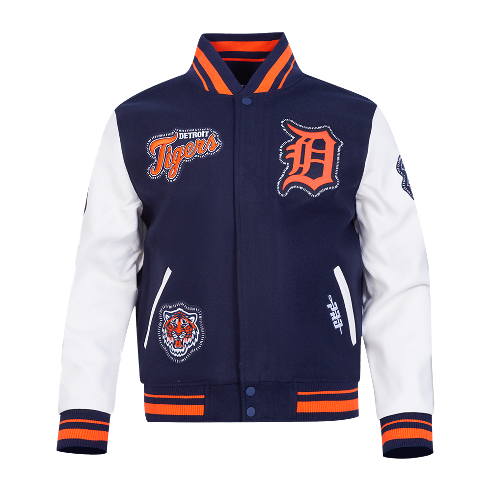 MLB DETROIT TIGERS DIY PICK STITCH MEN'S RIB WOOL VARSITY JACKET (MIDN ...