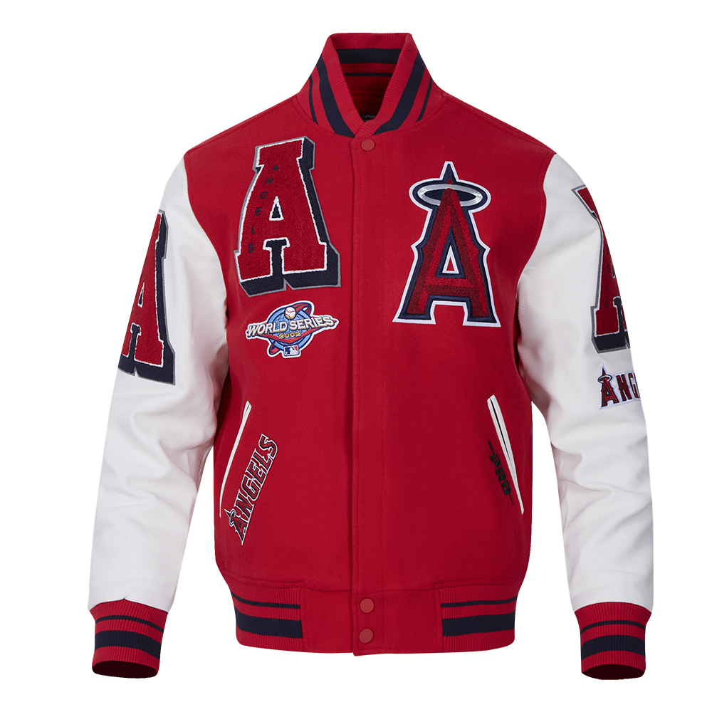 MLB LOS ANGELES ANGELS MASHUP MEN'S RIB WOOL VARSITY JACKET (RED/WHITE ...