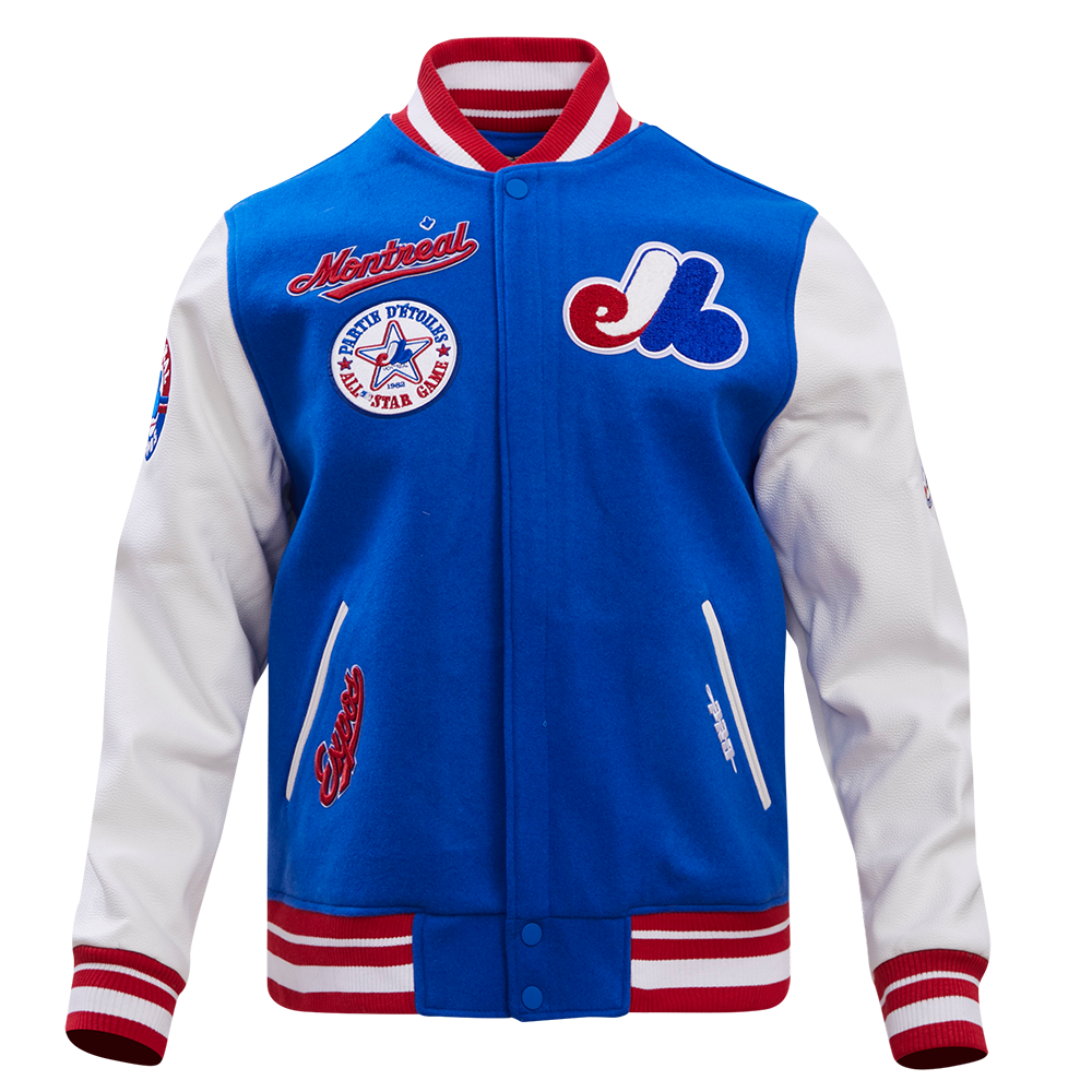 MLB MONTREAL EXPOS RETRO CLASSIC MEN'S RIB WOOL VARSITY JACKET (ROYAL ...