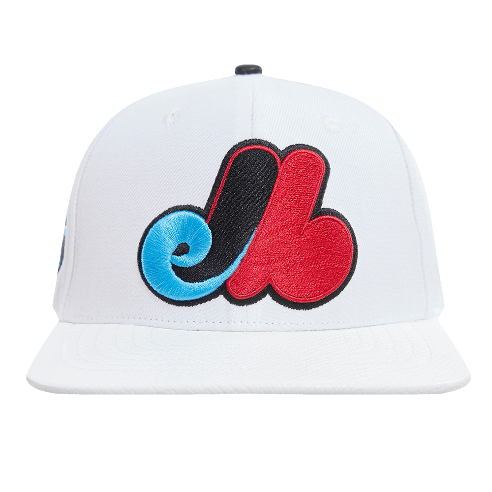 MLB MONTREAL EXPOS 2 TONE LEATHER BRIM UNISEX SNAPBACK HAT (WHITE / UN ...