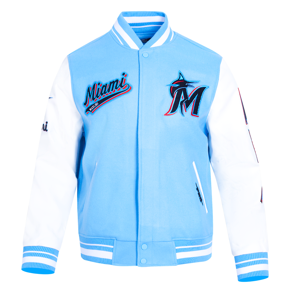 MLB MIAMI MARLINS SCRIPT TAIL MEN'S RIB WOOL VARSITY (UNIVERSITY BLUE ...