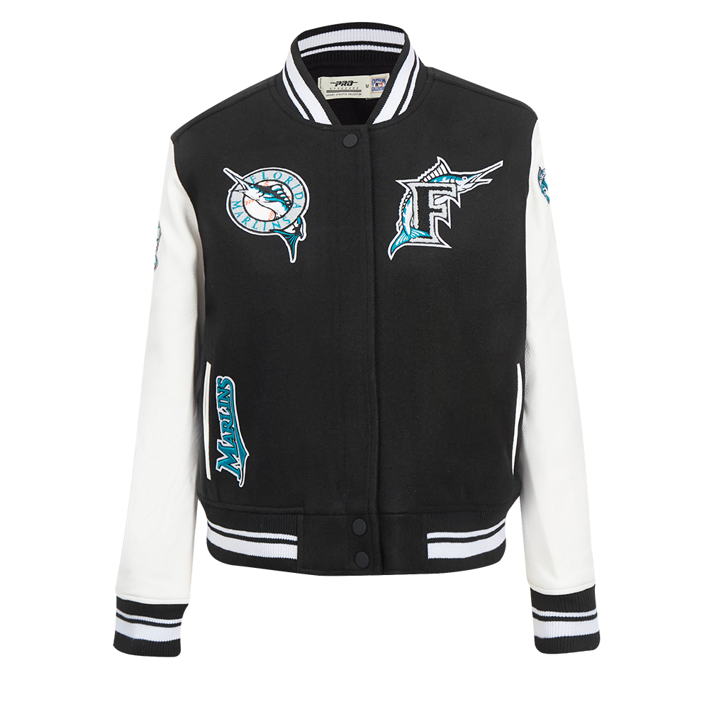 MLB FLORIDA MARLINS RETRO CLASSIC WOMEN'S RIB WOOL VARSITY JACKET (BLA ...