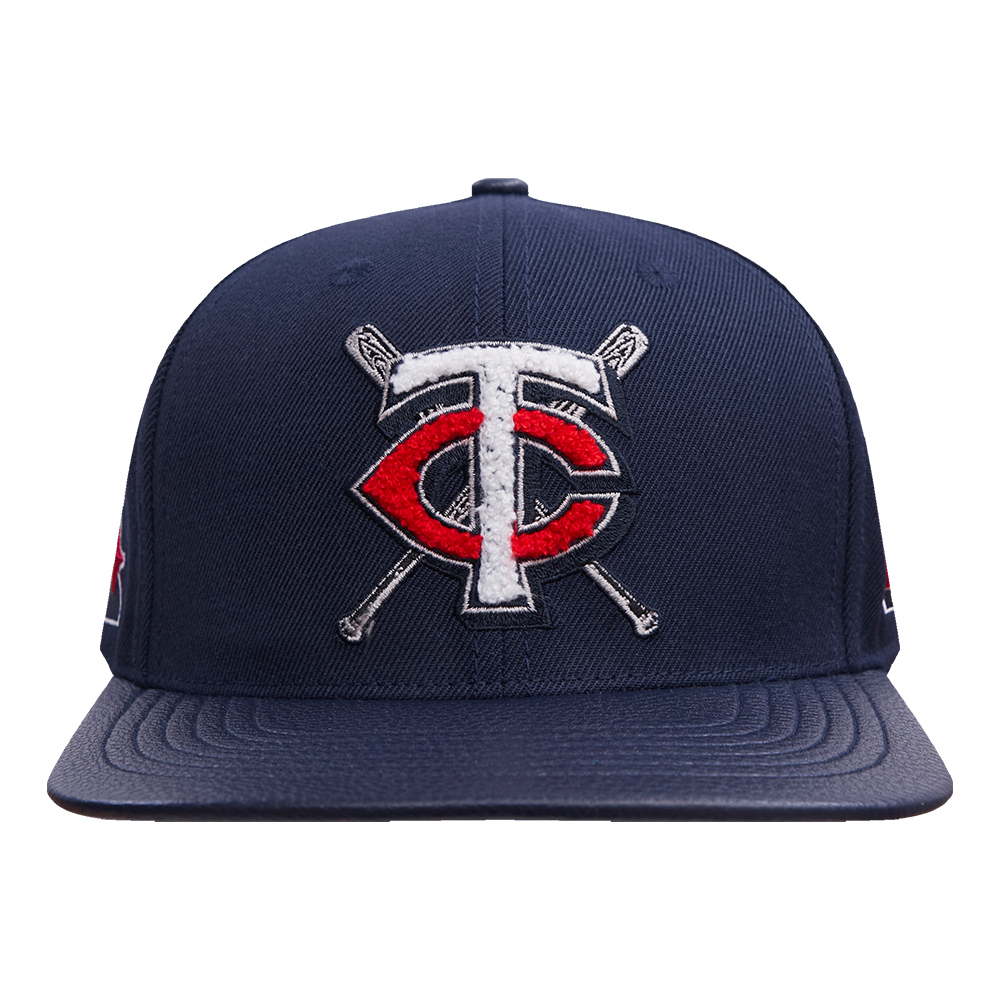 MLB MINNESOTA TWINS MASHUP UNISEX WOOL LEATHER STRAPBACK HAT (MIDNIGHT ...