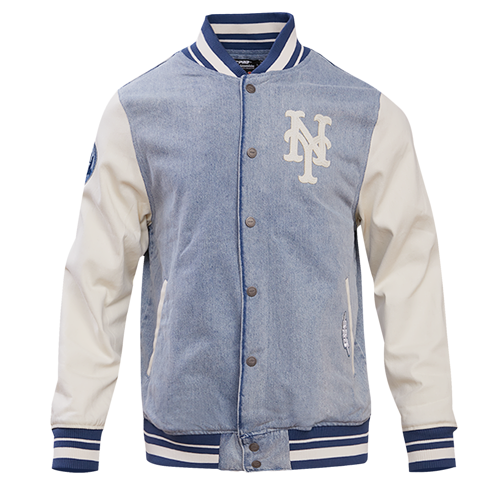 MLB NEW YORK METS VARSITY BLUES MEN'S DENIM VARSITY JACKET (DENIM/LINE ...