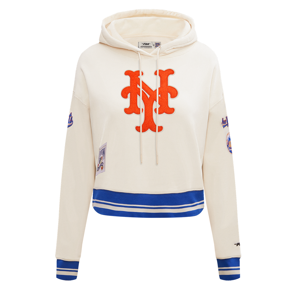 MLB NEW YORK METS RETRO CLASSIC WOMEN'S RIB CROPPED PULLOVER HOODIE (E ...