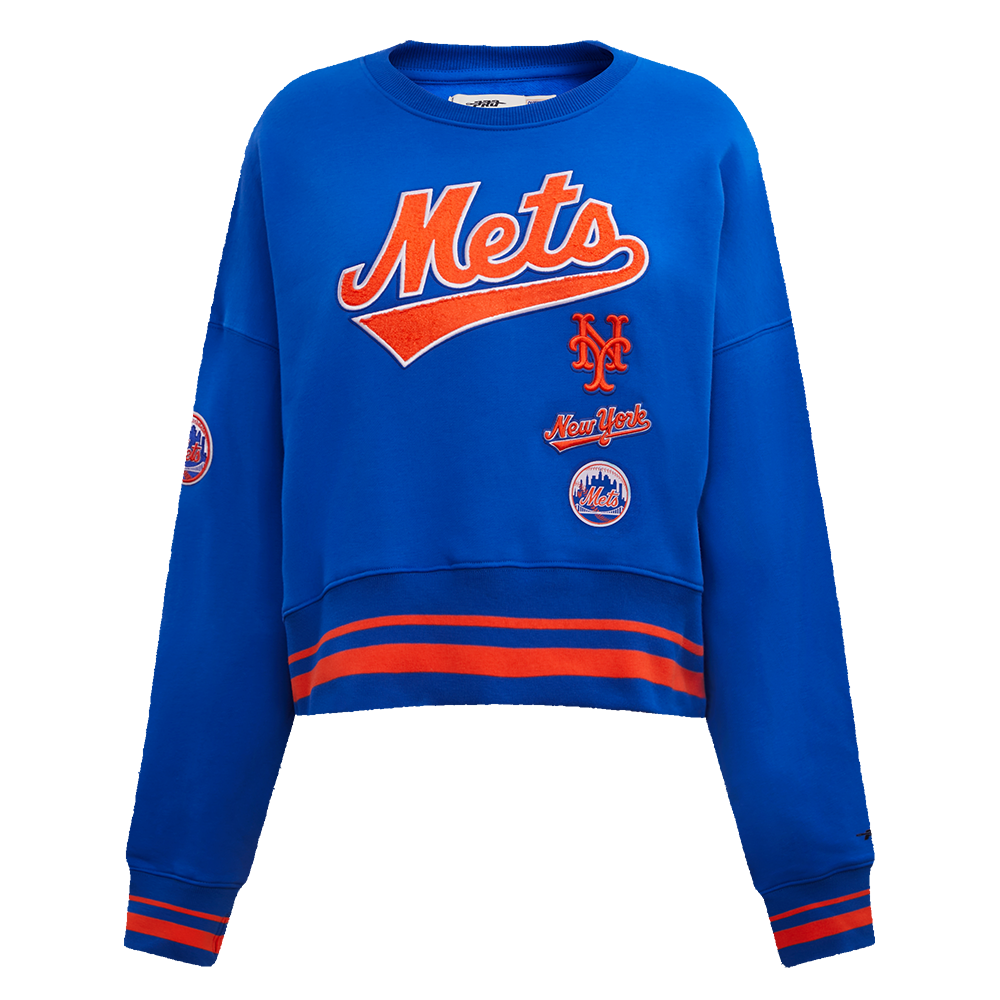 MLB NEW YORK METS RETRO CLASSIC WOMEN'S RIB CREWNECK (ROYAL/ORANGE/ROY ...