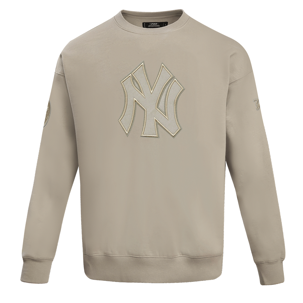 MLB NEW YORK YANKEES NEUTRAL DROP SHOULDER FLEECE CREWNECK (TAUPE ...