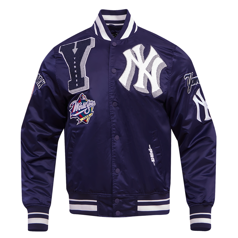 MLB NEW YORK YANKEES MASHUP MEN'S RIB SATIN JACKET (MIDNIGHT NAVY ...