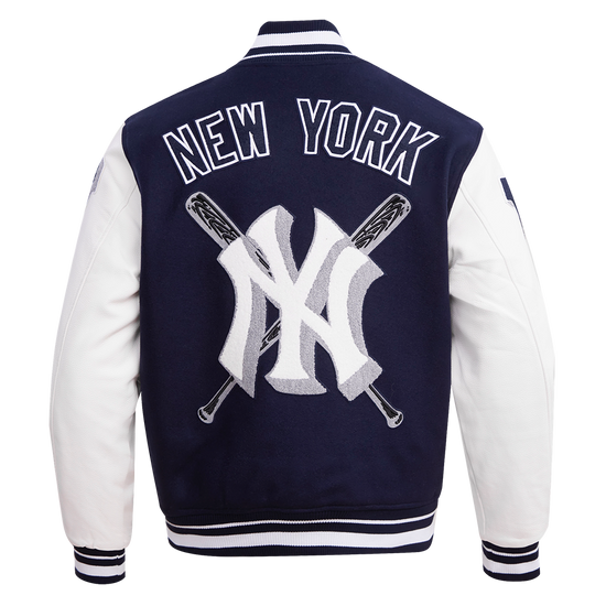 MLB NEW YORK YANKEES MASHUP MEN'S RIB WOOL VARSITY JACKET (MIDNIGHT NA ...