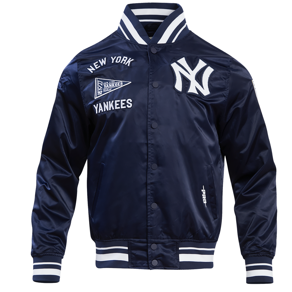 MLB NEW YORK YANKEES RETRO CLASSIC MEN'S RIB SATIN JACKET (MIDNIGHT NA ...