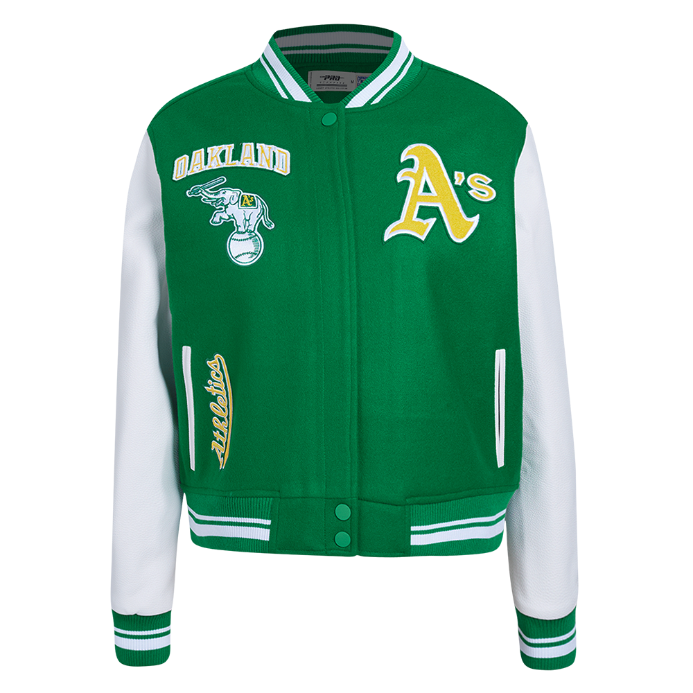MLB OAKLAND ATHLETICS RETRO CLASSIC WOMEN'S RIB WOOL VARSITY JACKET (K ...