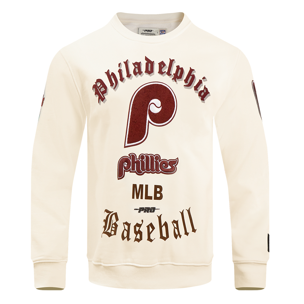 MLB PHILADELPHIA PHILLIES RETRO OLD ENGLISH MEN'S CREWNECK (EGGSHELL ...