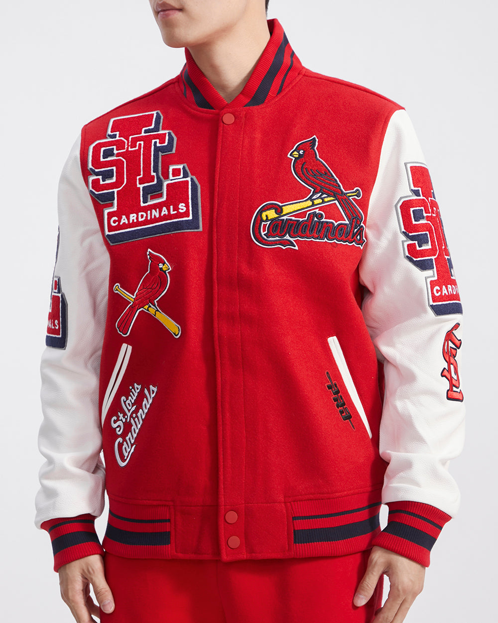 MLB ST. LOUIS CARDINALS MASHUP MEN'S RIB WOOL VARSITY JACKET (RED/WHIT ...