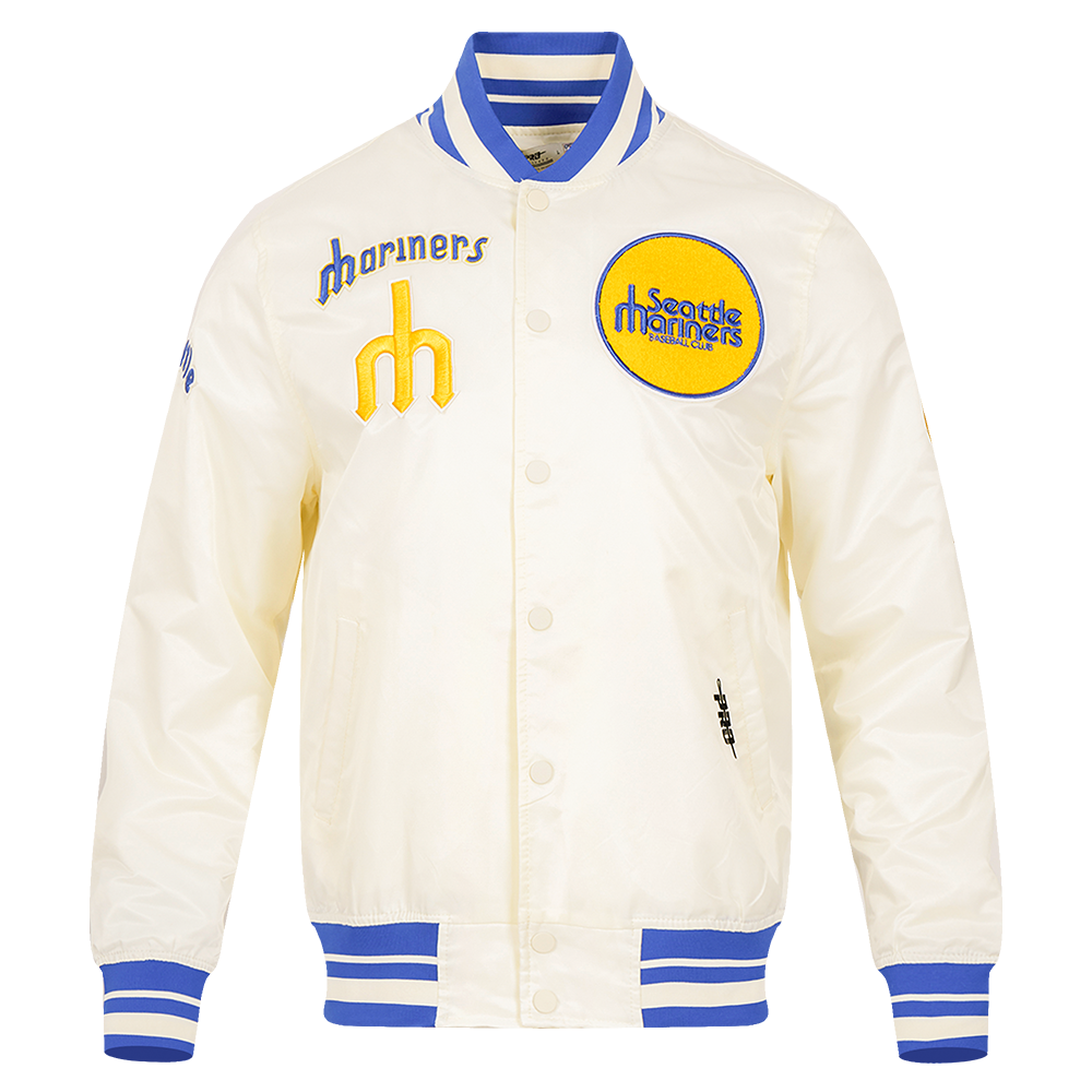 MLB SEATTLE MARINERS RETRO CLASSIC MEN'S RIB SATIN JACKET V2 (EGGSHELL ...