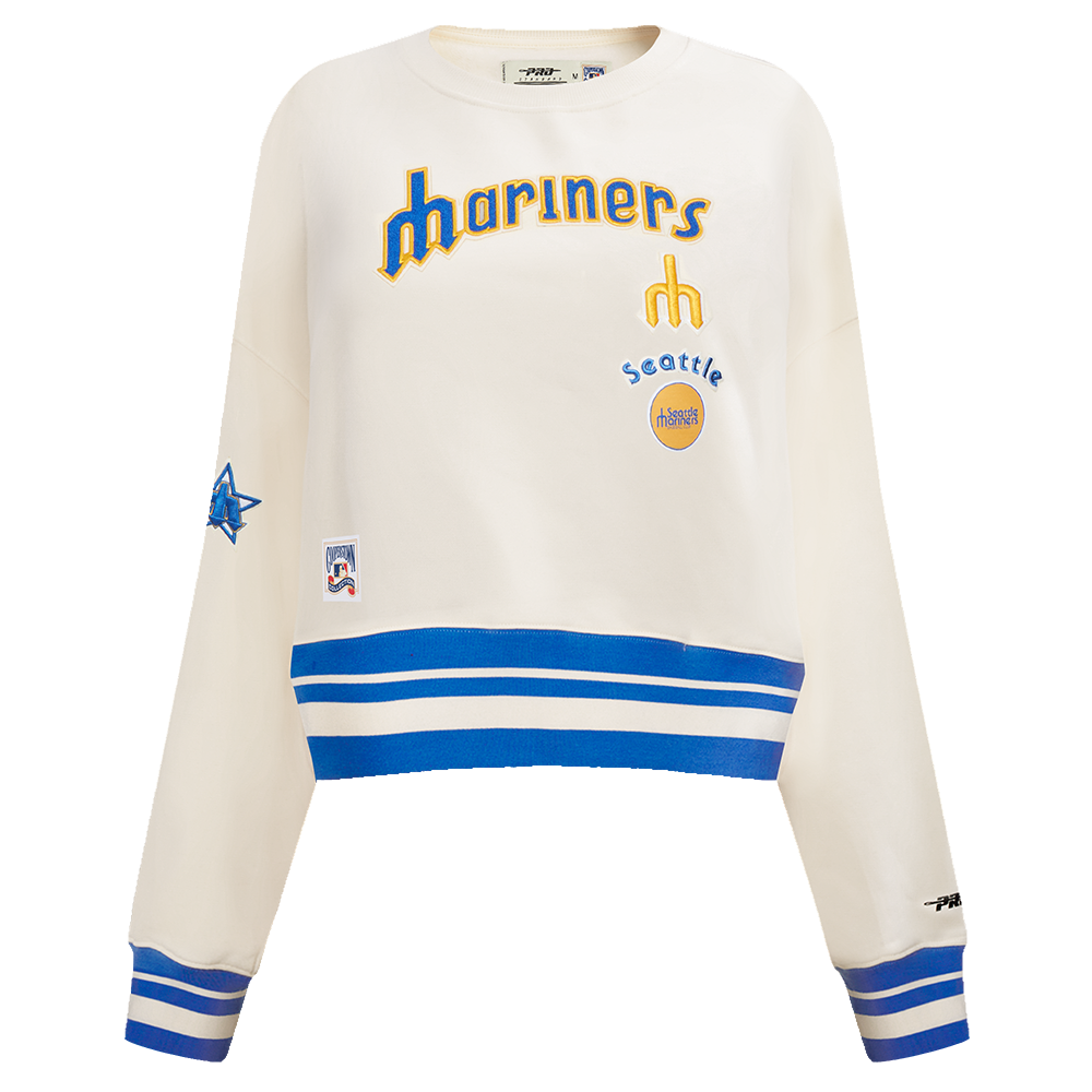 MLB SEATTLE MARINERS RETRO CLASSIC WOMEN'S RIB CREWNECK (EGGSHELL/ROYA ...