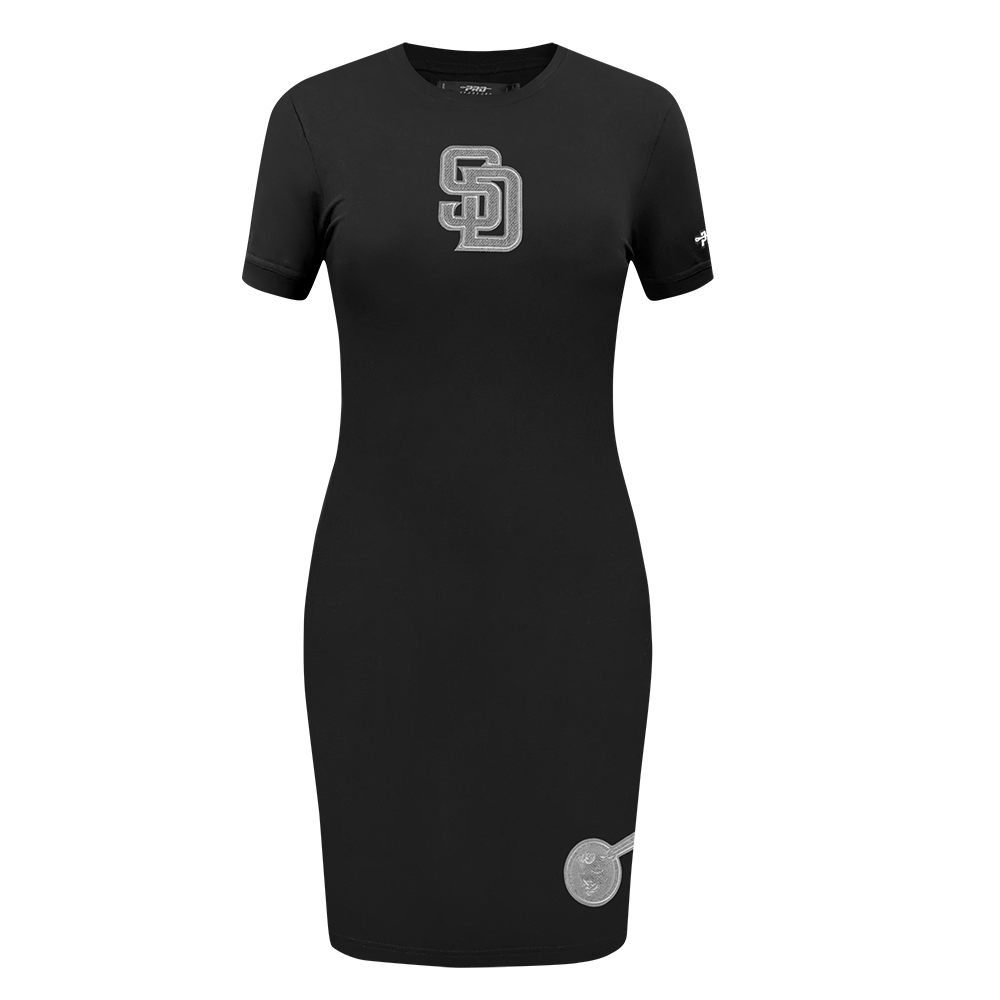 MLB SAN DIEGO PADRES REVERSE FRENCH TERRY WOMEN'S BODYCON DRESS (BLACK ...