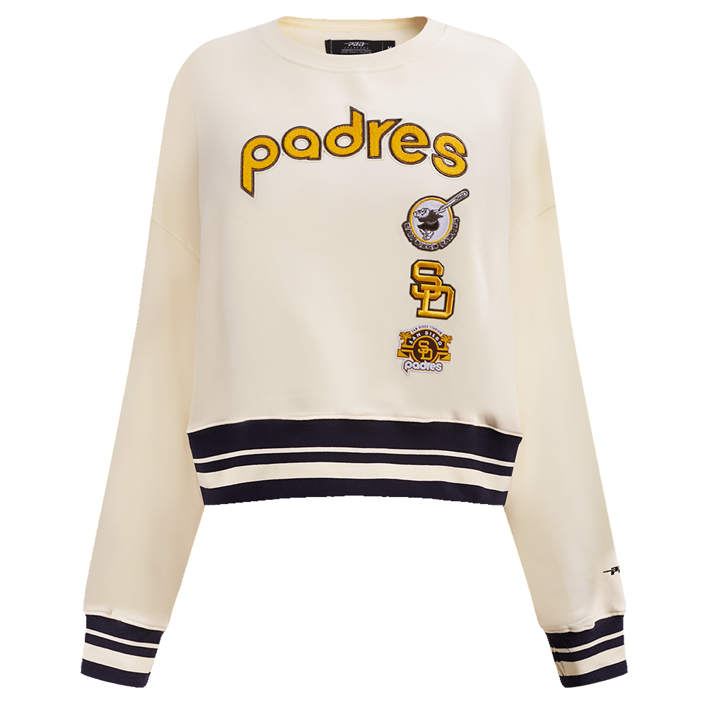 MLB SAN DIEGO PADRES RETRO CLASSIC WOMEN'S RIB CREWNECK (EGGSHELL/ BLA ...