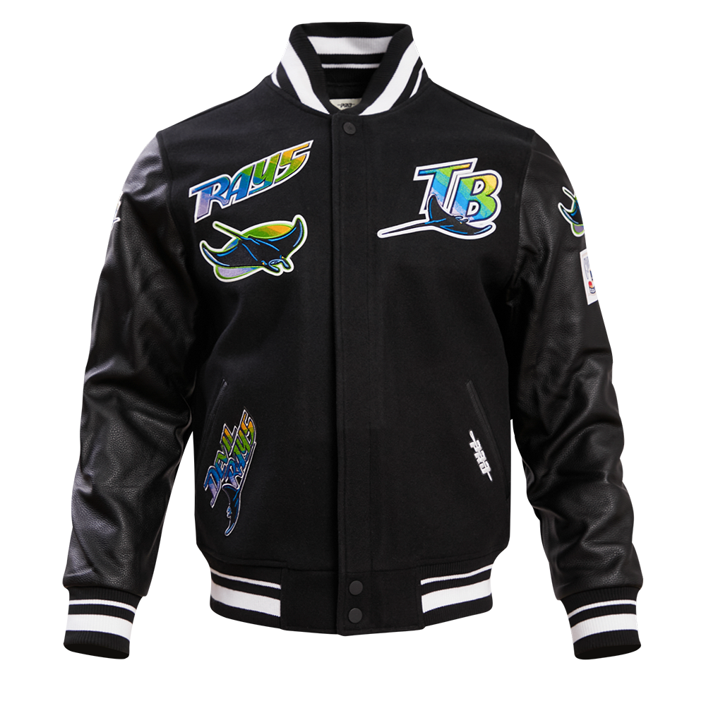 MLB TAMPA DEVIL RAYS RETRO CLASSIC MEN'S RIB WOOL VARSITY JACKET (BLAC ...