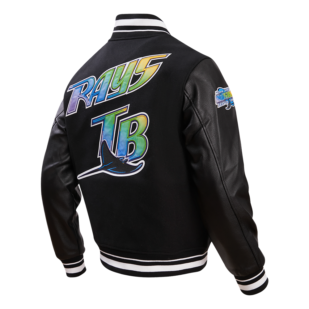 MLB TAMPA DEVIL RAYS RETRO CLASSIC MEN'S RIB WOOL VARSITY JACKET (BLAC ...