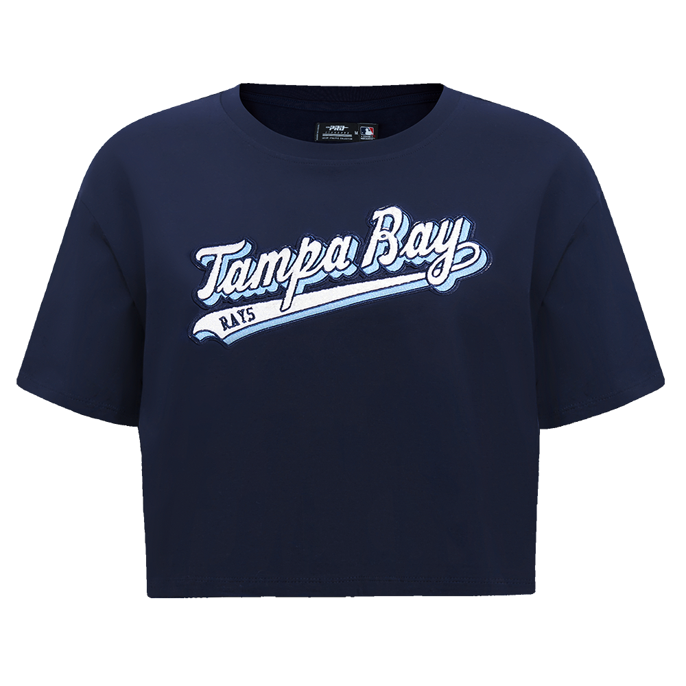 MLB TAMPA BAY RAYS SCRIPT TAIL WOMEN'S SINGLE JERSEY BOXY TOP (MIDNIGH ...