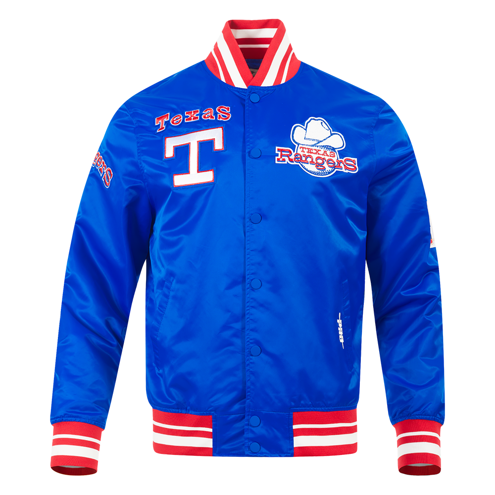 MLB TEXAS RANGERS RETRO CLASSIC MEN'SRIB SATIN JACKET (ROYAL BLUE/RED ...