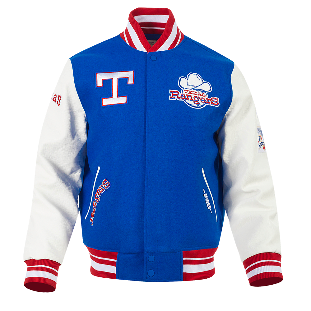 MLB TEXAS RANGERS RETRO CLASSIC MEN'S RIB VARSITY JACKET (ROYAL BLUE/R ...