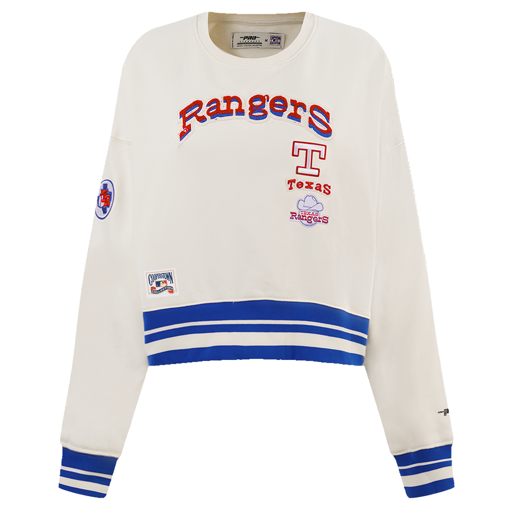 MLB TEXAS RANGERS RETRO CLASSIC WOMEN'S RIB CREWNECK (EGGSHELL/ROYAL B ...