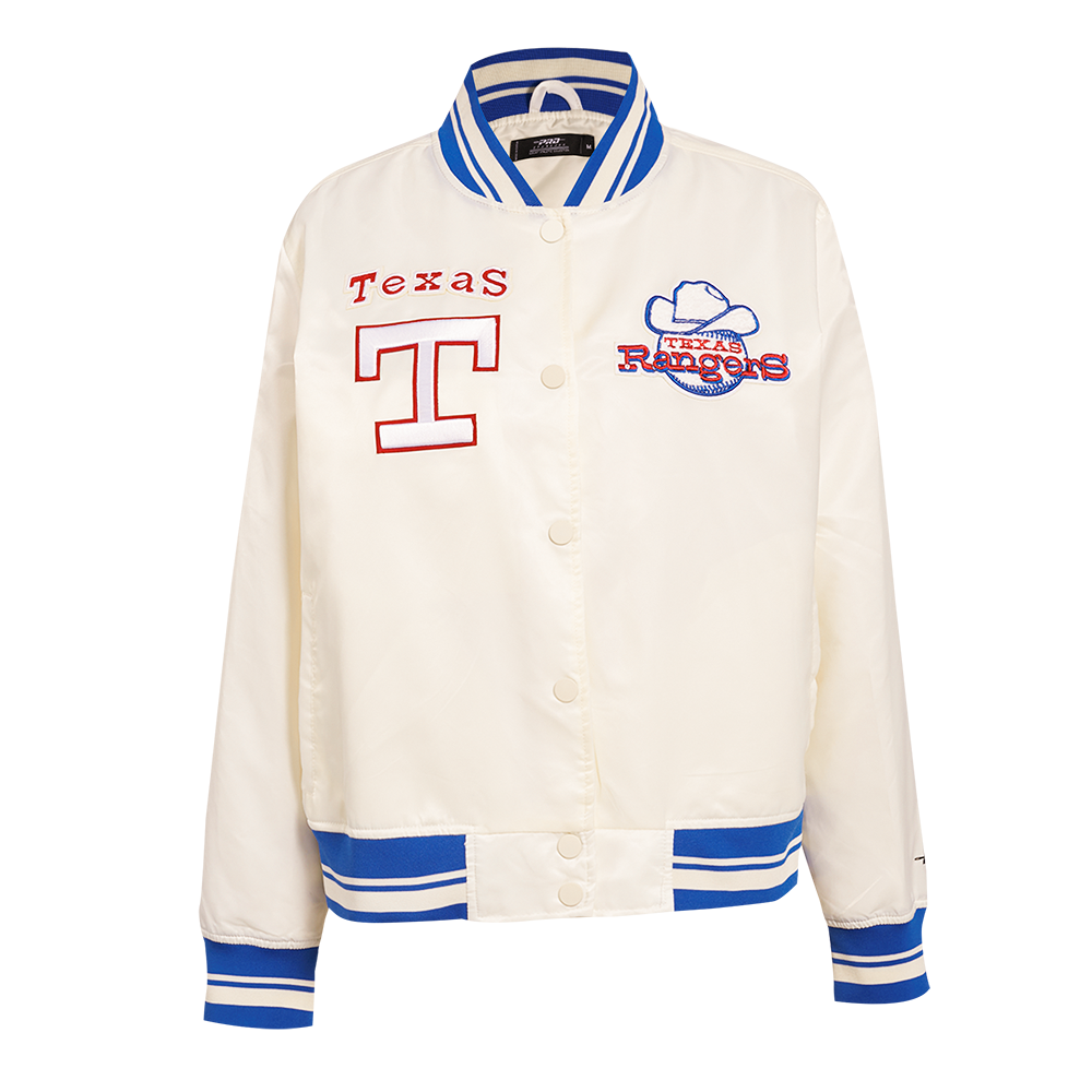 MLB TEXAS RANGERS RETRO CLASSIC WOMEN'S RIB SATIN JACKET (EGGSHELL/ROY ...