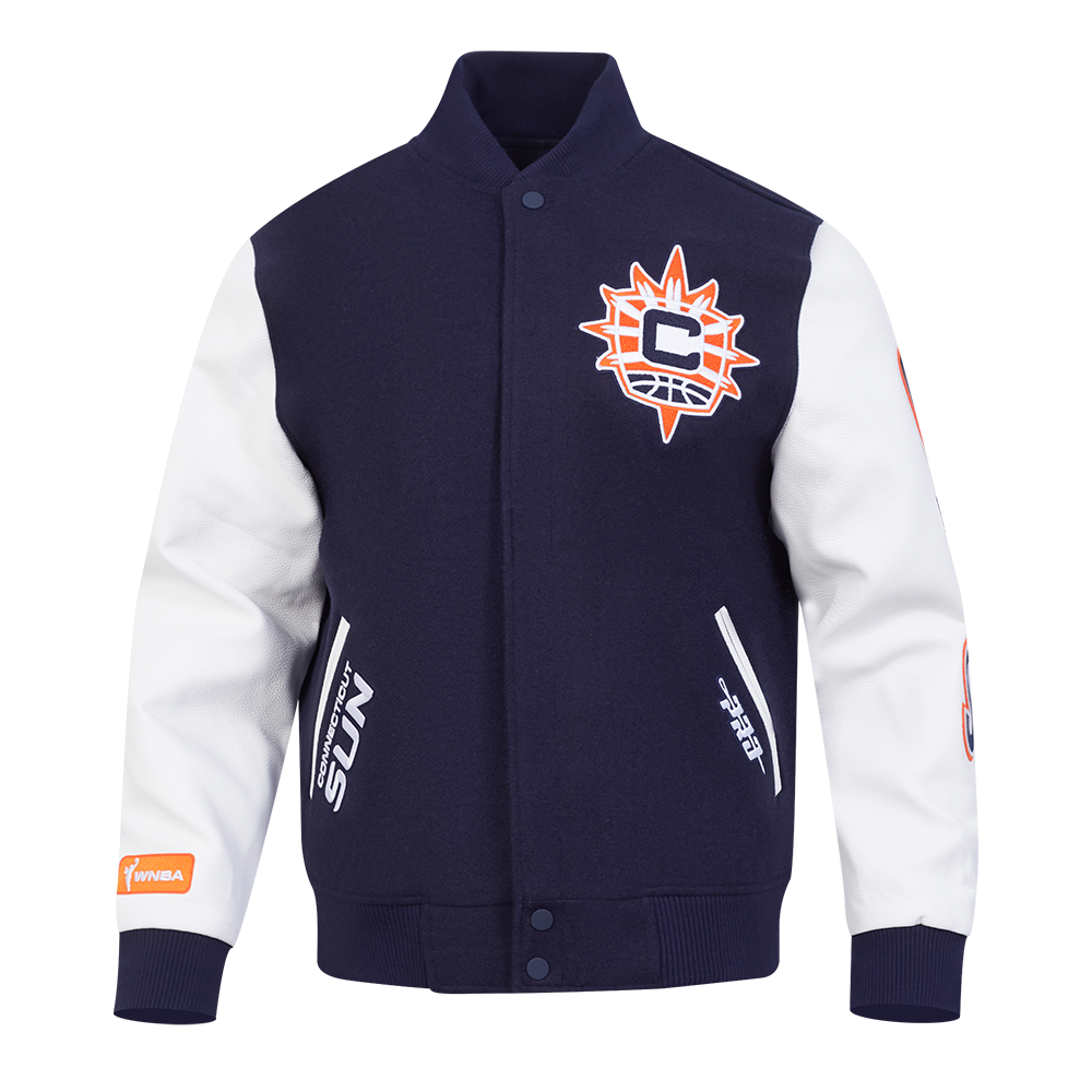 WNBA CONNECTICUT SUN CLASSIC CHENILLE MEN'S WOOL VARSITY JACKET (MIDNI ...