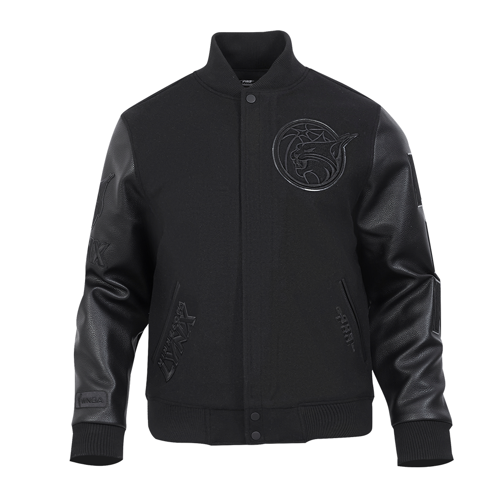 WNBA MINNESOTA LYNX TRIPLE BLACK MEN'S WOOL VARSITY JACKET (JET BLACK ...