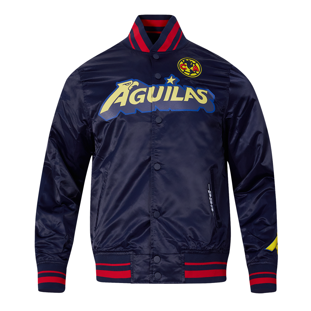 LIGA MX CLUB AMERICA STADIUM MEN'S RIB SATIN JACKET (MIDNIGHT NAVY/RED ...