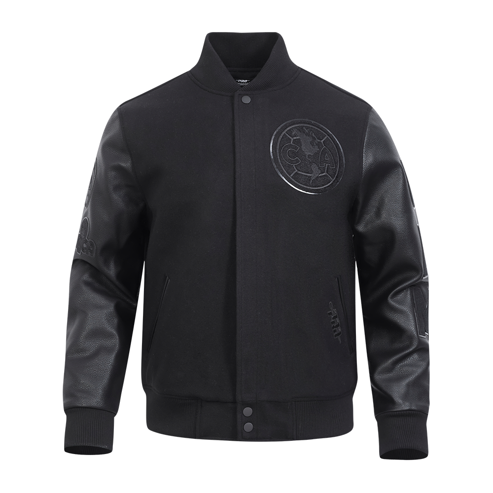 LIGA MX CLUB AMERICA CLASSIC 3BK MEN'S WOOL VARSITY JACKET (JET BLACK ...