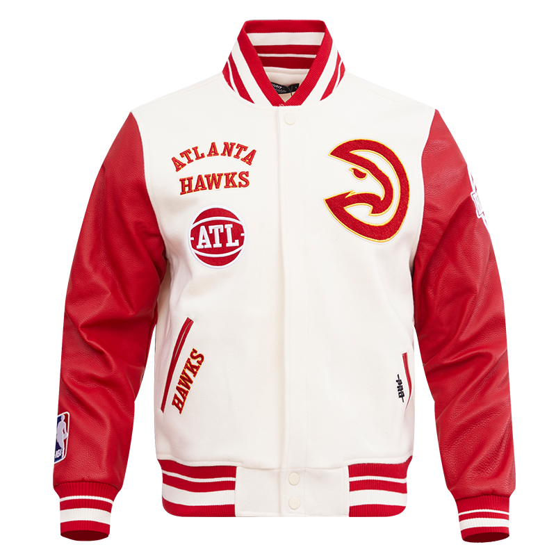 NBA ATLANTA HAWKS RETRO CLASSIC MEN'S RIB WOOL VARSITY JACKET (EGGSHEL ...