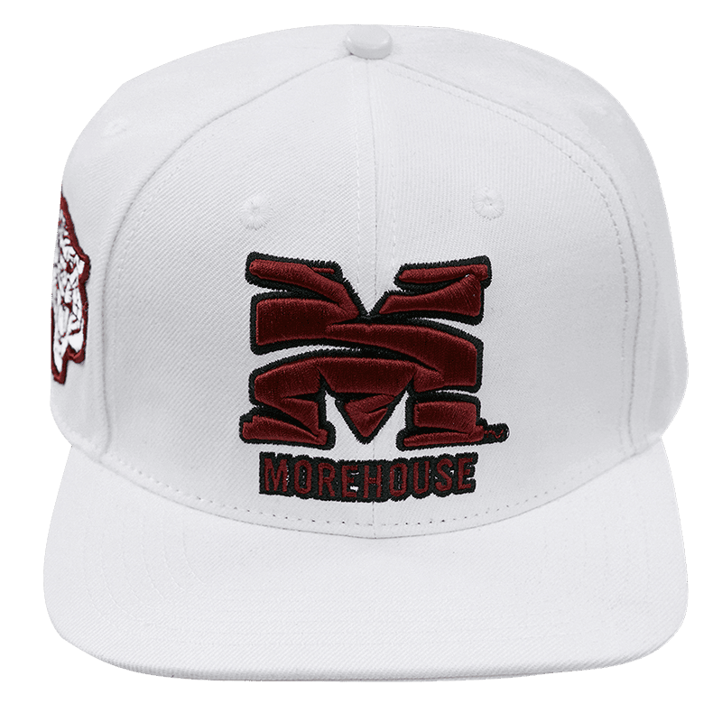 MOREHOUSE COLLEGE CLASSIC UNISEX STACKED LOGO WOOL SNAPBACK HAT (WHITE ...