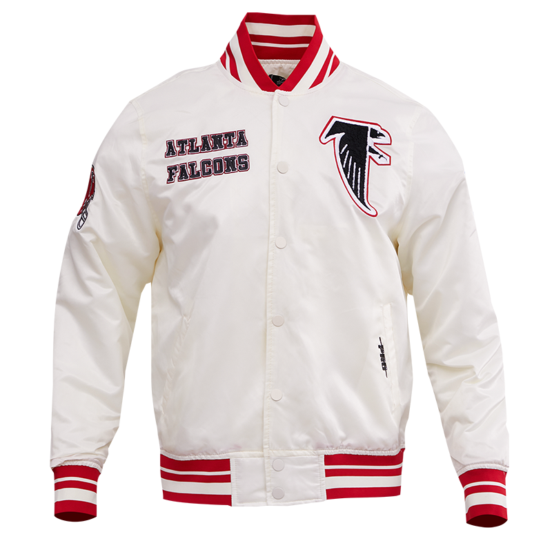 NFL ATLANTA FALCONS RETRO CLASSIC MEN'S RIB SATIN JACKET (EGGSHELL/RED ...