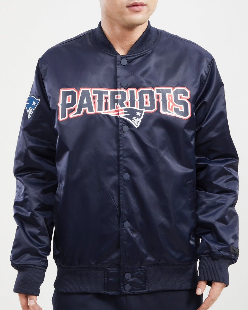 NFL NEW ENGLAND PATRIOTS BIG LOGO MEN'S SATIN JACKET (MIDNIGHT NAVY ...
