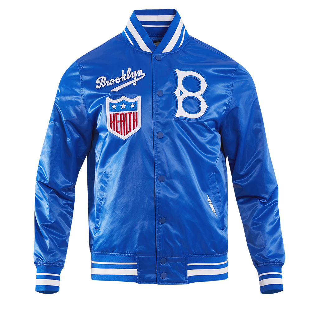 MLB BROOKLYN DODGERS RETRO CLASSIC MEN'S RIB SATIN JACKET (ROYAL BLUE ...