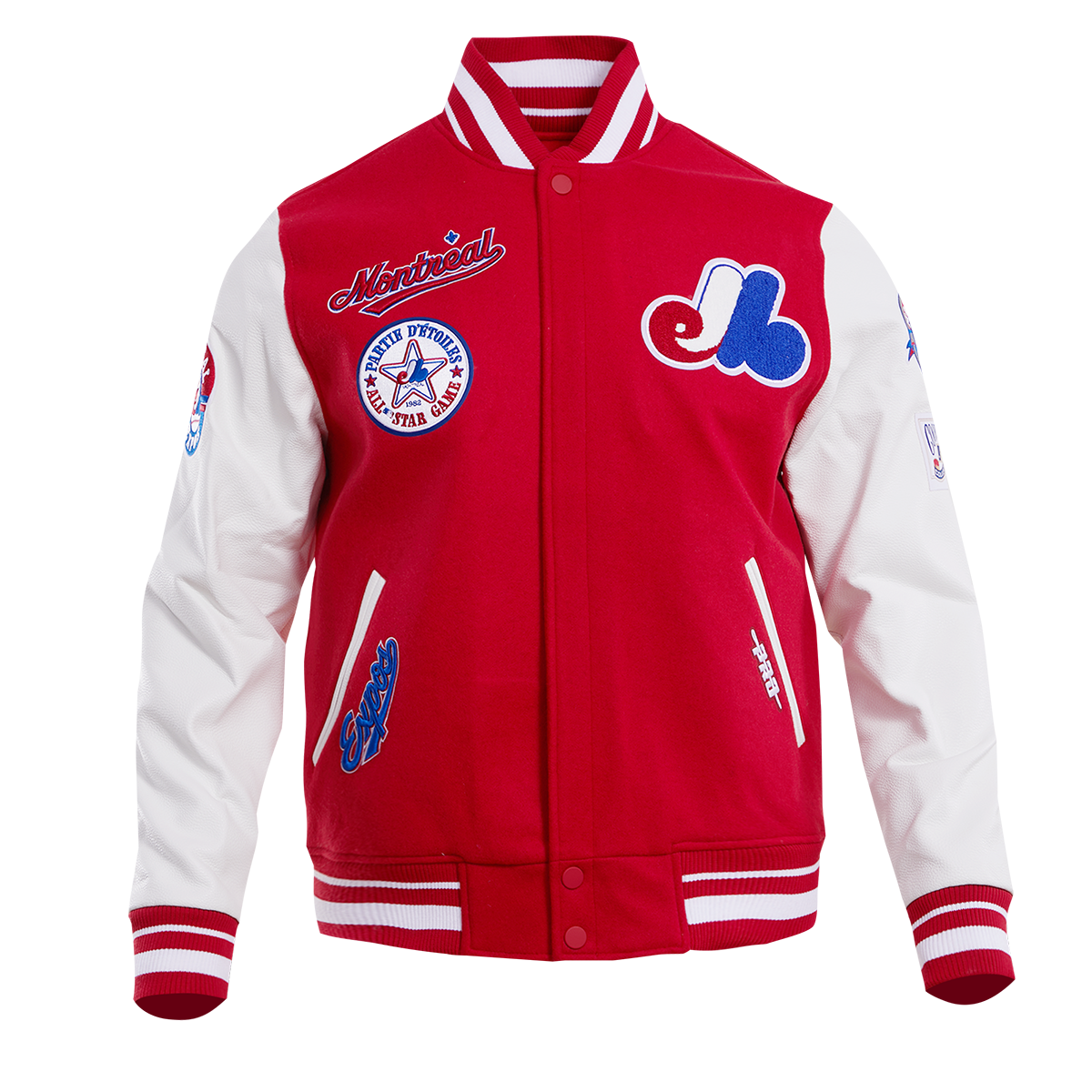 MLB MONTREAL EXPOS RETRO CLASSIC MEN'S RIB WOOL VARSITY JACKET (RED/WH ...